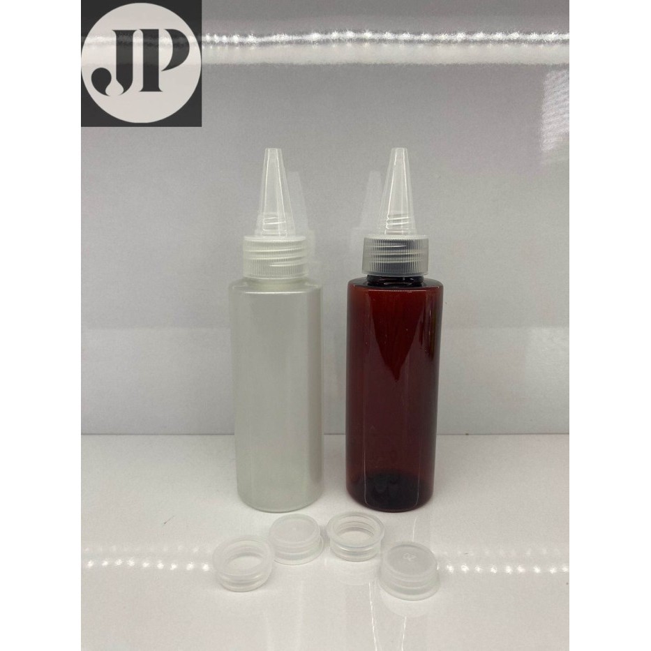 Jual BOTOL RF 100ML FROSTED AMBER TUTUP KERUCUT CLEAR N24 BOTOL TINTA 100ML PET - BOTOL FROSTED ...