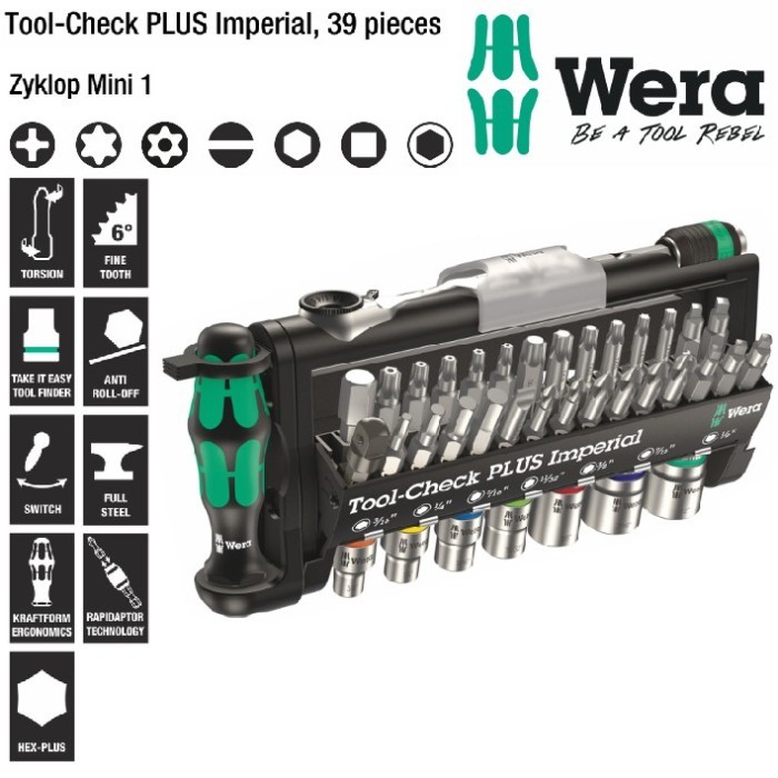 Jual Wera 05056491001 - Tool-Check PLUS Imperial Set Zyklop Mini - 39 ...