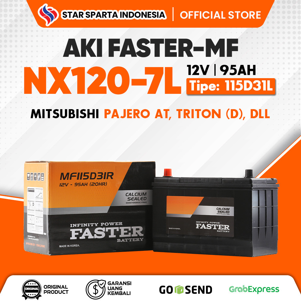 Jual Faster MF-Aki NX120-7L 12V 95Ah untuk Mitsubishi Pajero AT, Triton ...