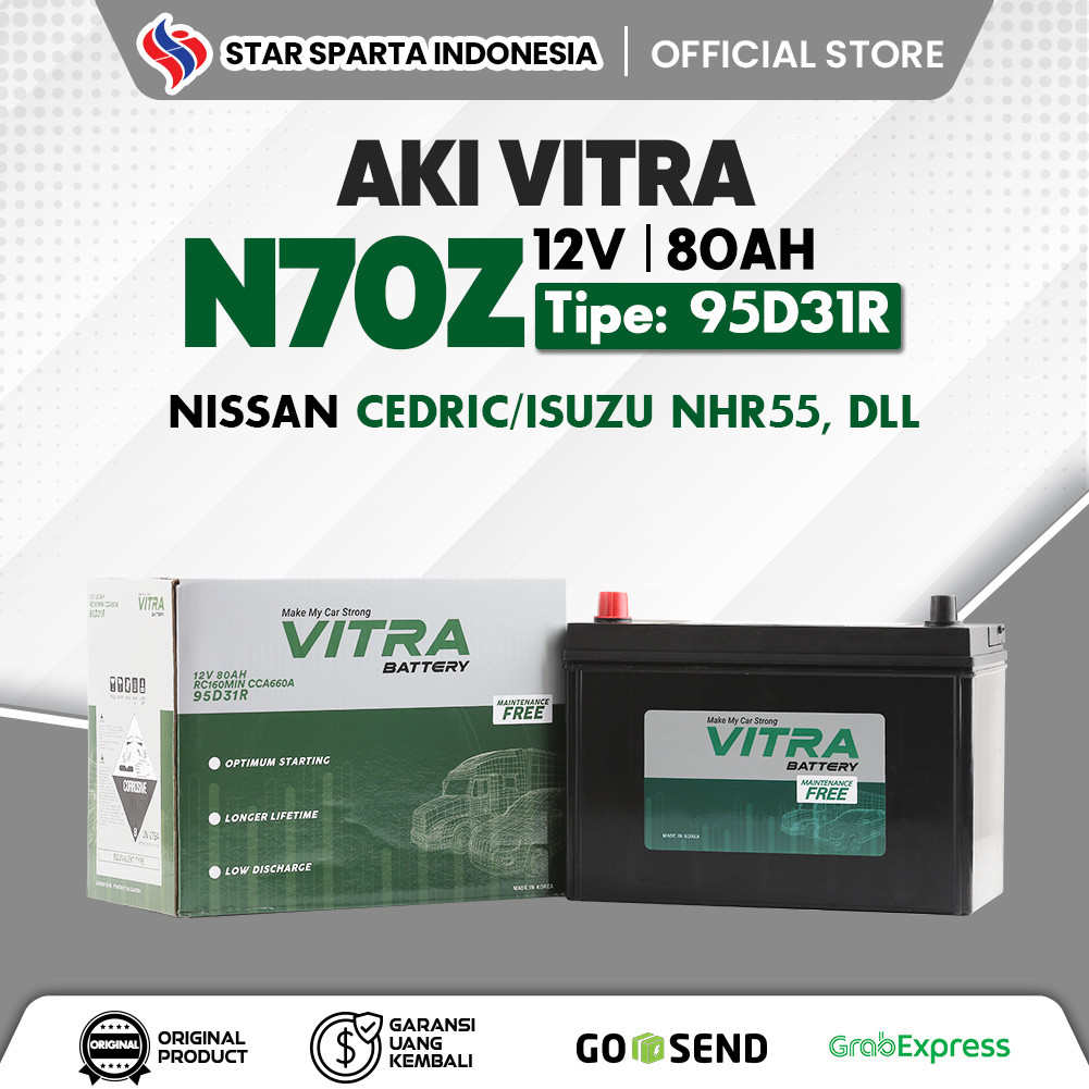 Jual Vitra - Aki N70Z 12V 80Ah untuk Nissan Cedric / Isuzu NHR55 ...