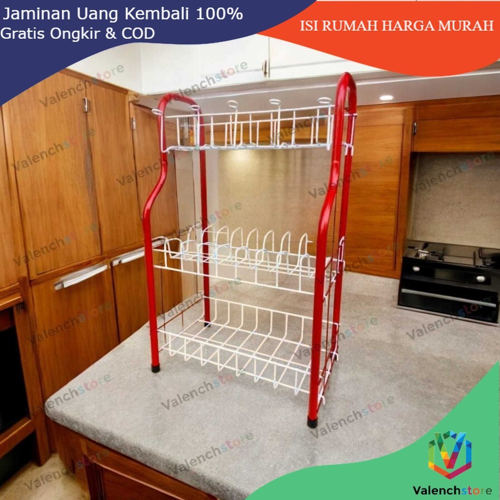 Jual RAK PIRING 3 SUSUN DENGAN GELAS RPL 03 LENGKUNG /RAK DAPUR / RAK ...