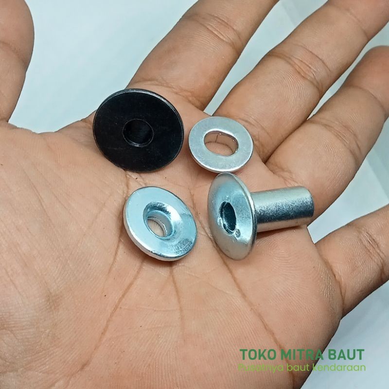 Jual Ring Bos M6 Baut 10 Panjang Pendek Hitam Opal Busing Cober Karet ...