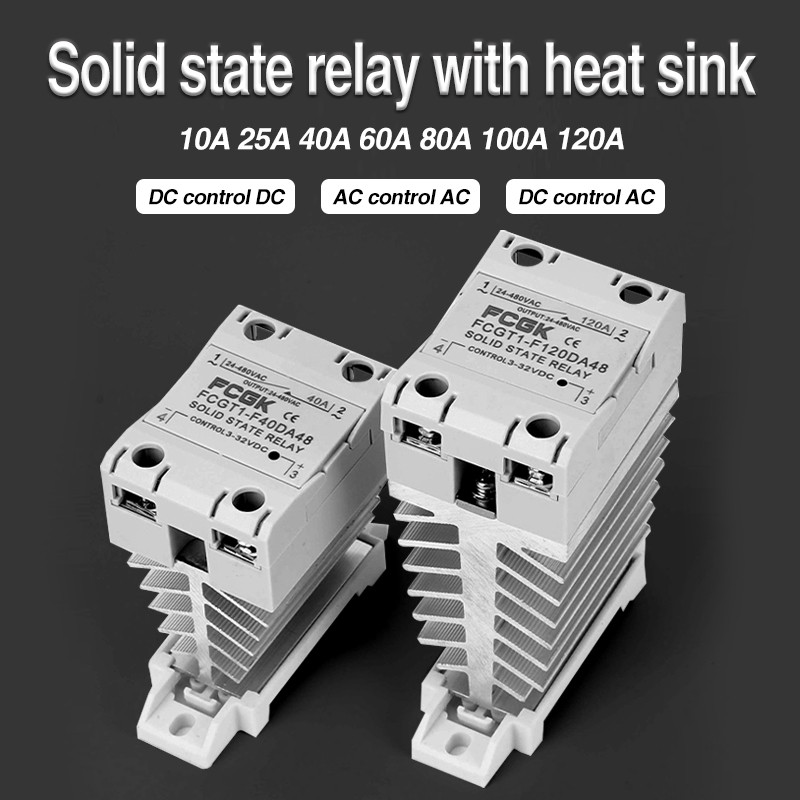 Jual 10A 25A 40A 60A 80A 100A Single Phase Slim SSR Solid State Relay With Heat Sink Industrial ...