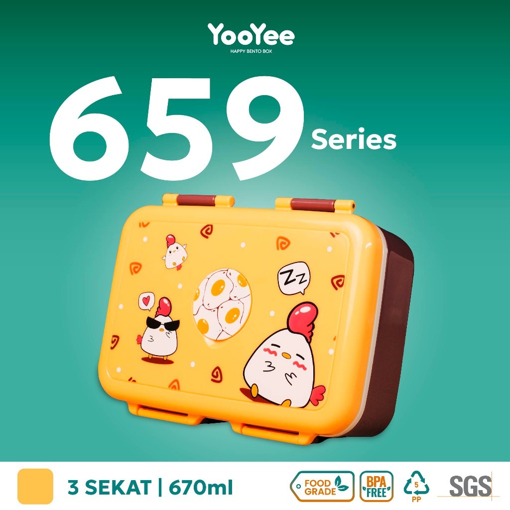 Jual Yooyee 659 Kotak Makan Plastik 3 sekat Anti Tumpah Anti Nyampur | Shopee Indonesia