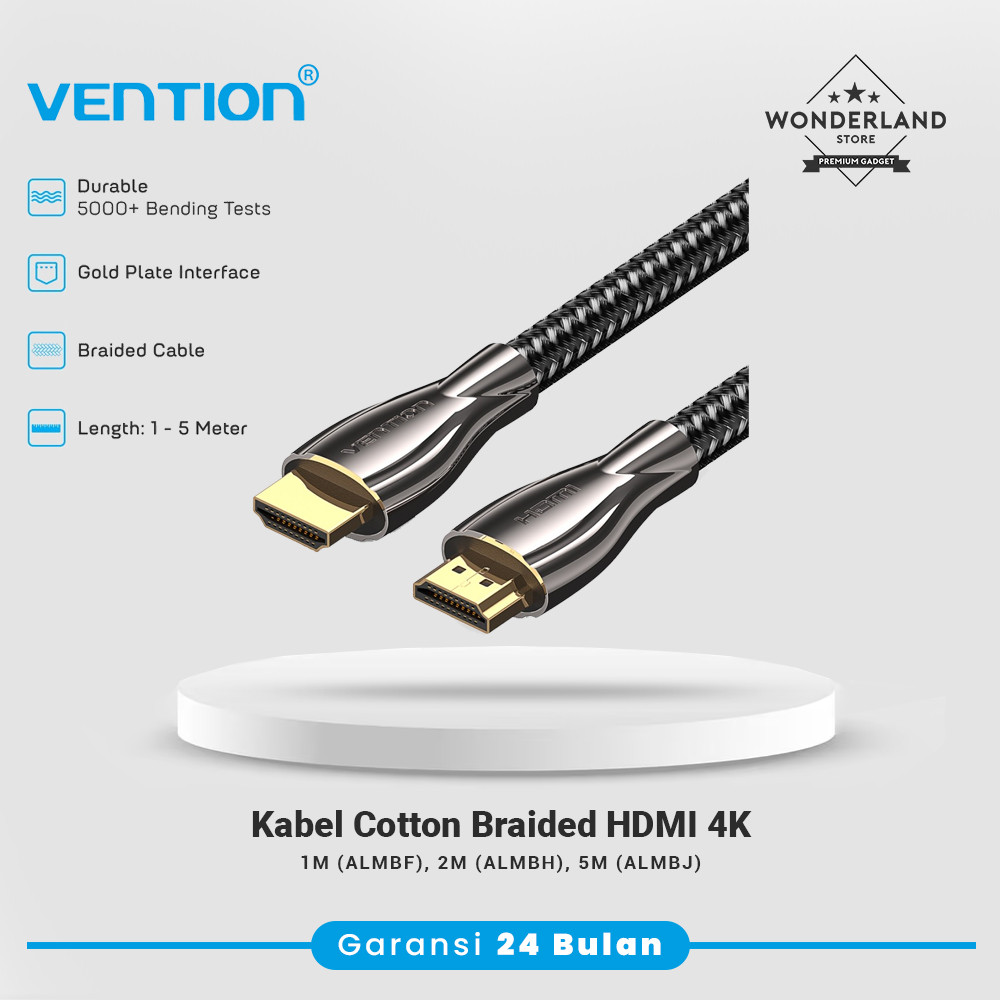Jual Vention Kabel HDMI 4K Male to HDMI Male Cotton Braided HDR 3D 60Hz ...