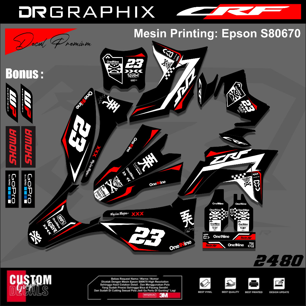 Jual DECAL CRF 150L WARNA HITAM FULL BODY- Decal Body Lengkap Warna ...