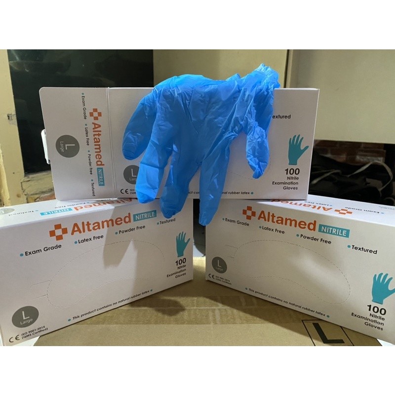 Jual Sarung tangan/hand glove nitrile biru altamed | Shopee Indonesia