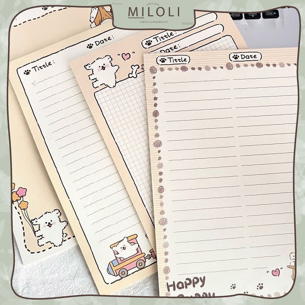 Jual [MILOLI] 30Lembar MEMO PAD HAPPY PUPPY Simple Note Paper Notepad ...