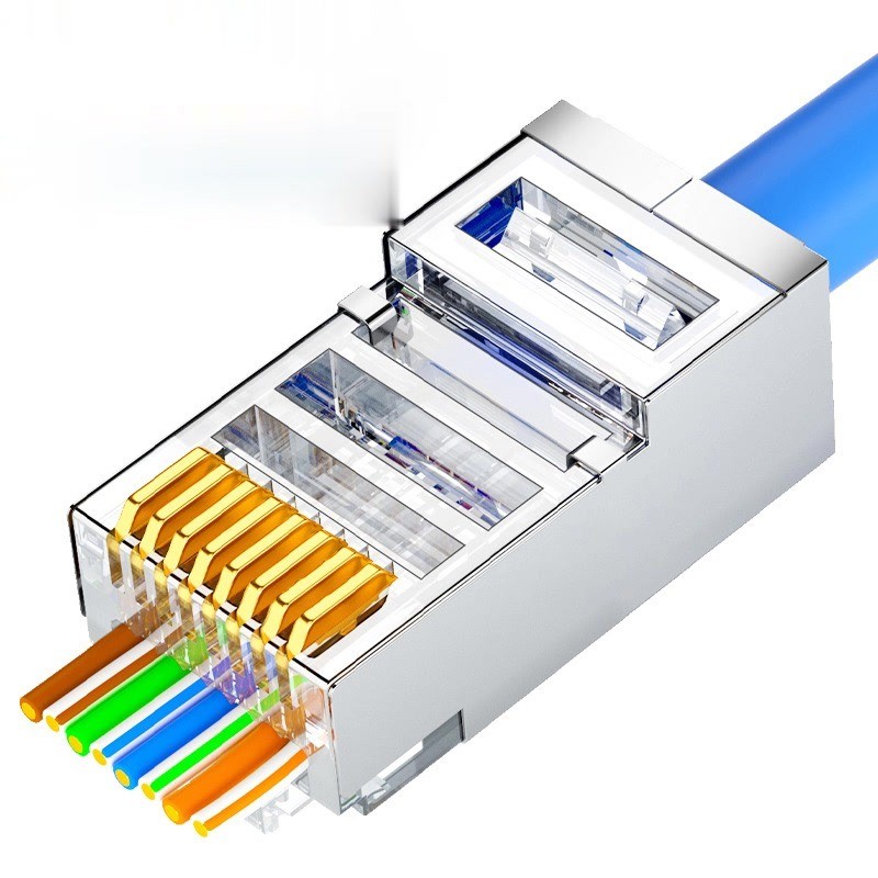 Jual CAT7 Cat6 Cat5e Pass Through RJ45 Modular Plug Network Connectors ...