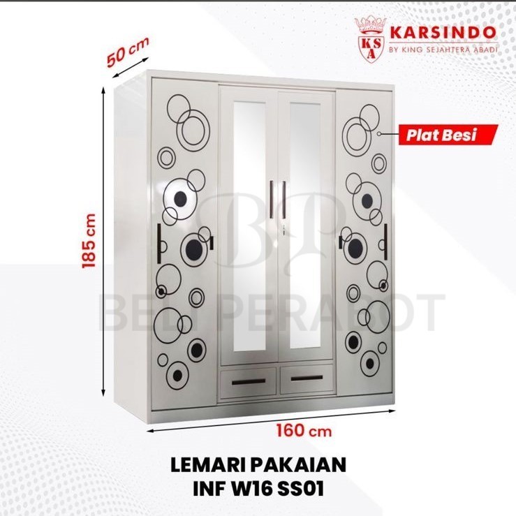 Jual [ PERABOTKU28 ] Lemari Pakaian 4 Pintu Plat Besi Anti Rayap ...
