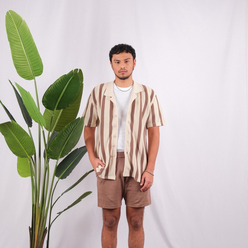 Jual Noir Sur Blanc Men Rocco Shirt Beige | Shopee Indonesia