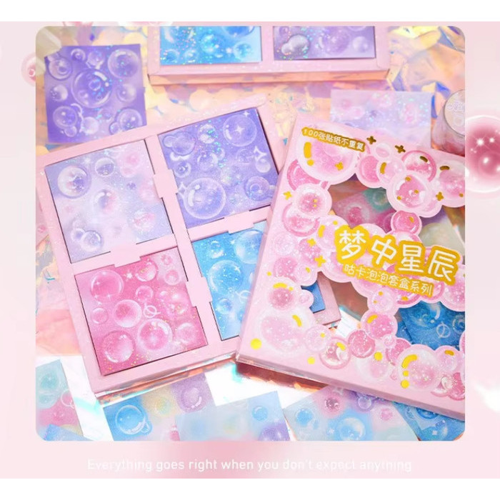 Jual 1 BOX Isi 100 Lembar Sticker Cute Stiker Lucu Deco Pink Glitter ...