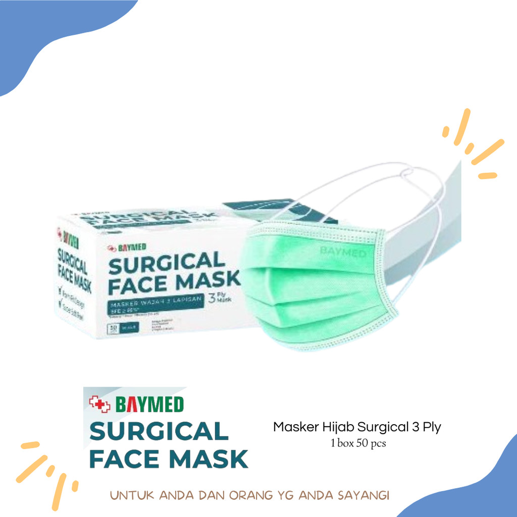 Jual BAYMED MASKER HIJAB // Masker Hijab Surgical 3ply Baymed 50pcs ...