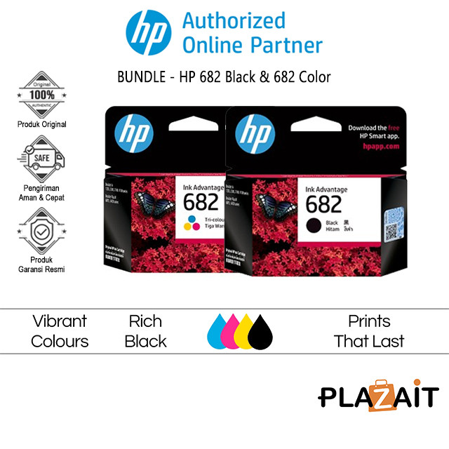 Jual HP Ink Cartridge - Bundle 682 Black & 682 Tri-color Original ...
