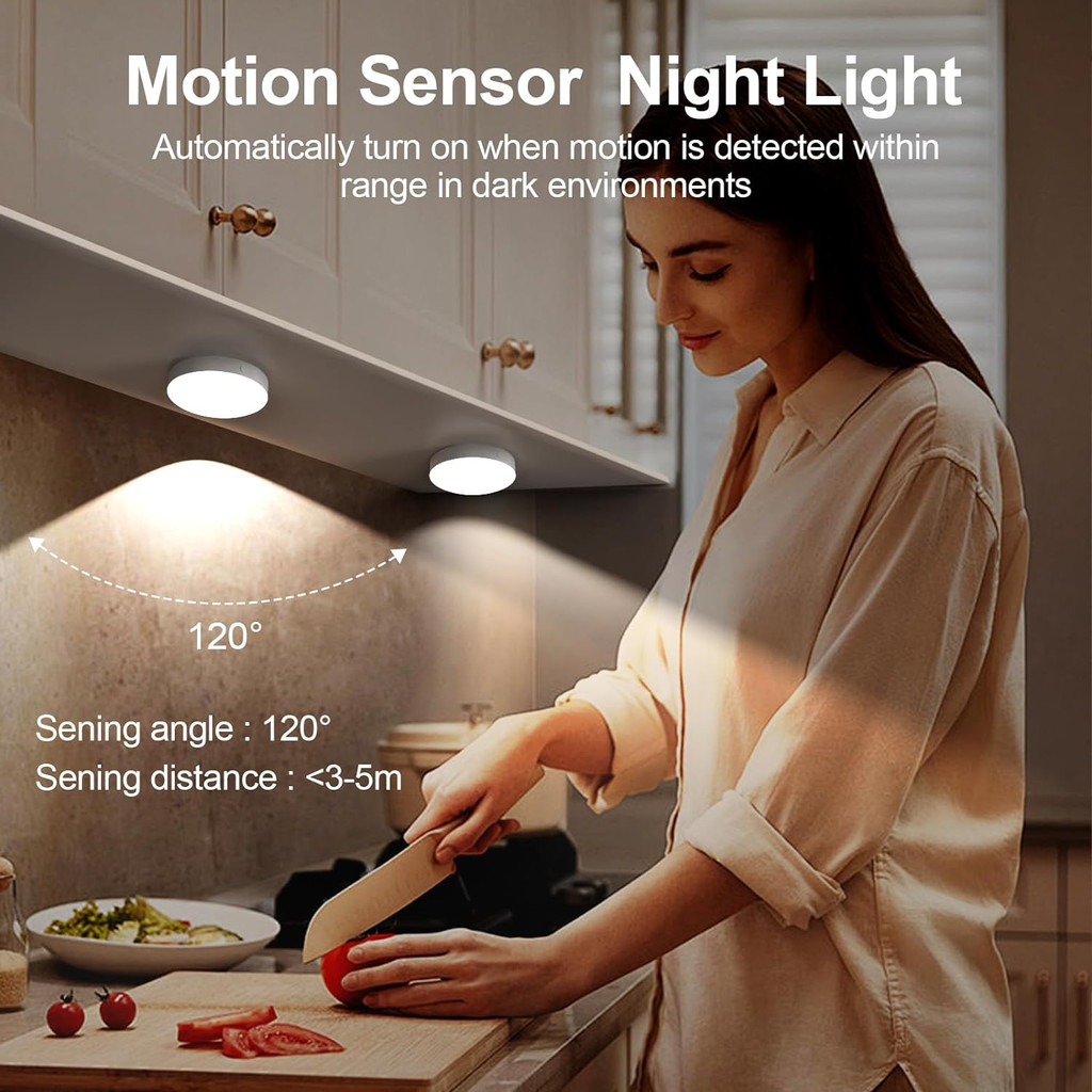 Jual Motion Sensor Puck Light with Remote, Wireless Dimmable Under ...