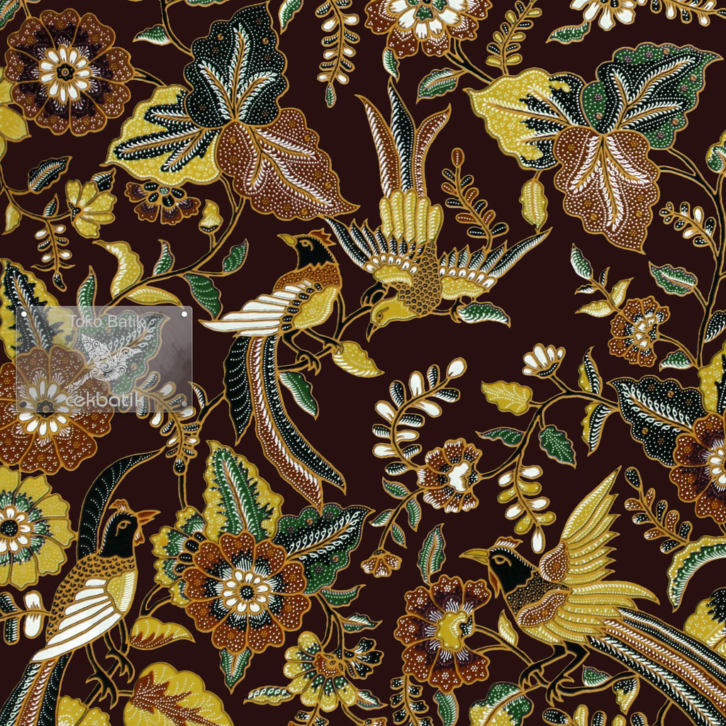 Jual kain batik - Motif Unik Burung dan Bunga Manis V5 (Coklat ...