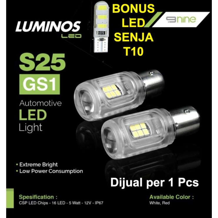 Jual L- gs1 Lampu LED Stop Rem Motor GS1 S25 LUMINOS Bayonet 16titik Tidak Kedip | Shopee Indonesia