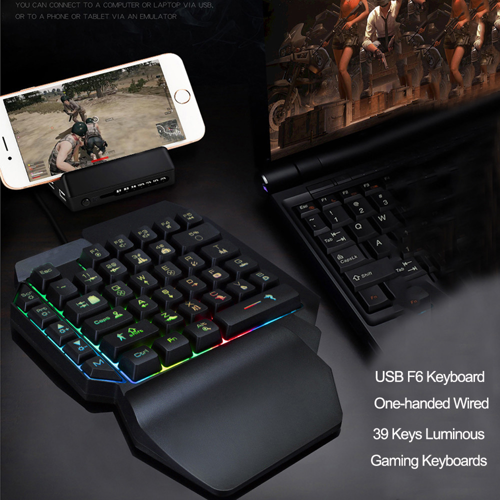 Jual Colorful 39 Keys F6 USB Wired Keyboard RGB Ergonomics Game Gaming ...