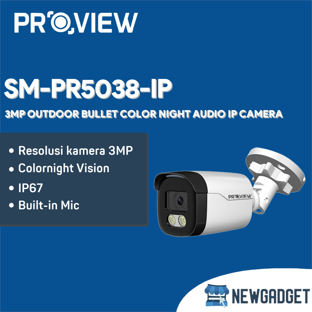 Jual PROVIEW SM-PR5038-IP 3MP OUTDOOR BULLET COLOR NIGHT VISION AUDIO ...