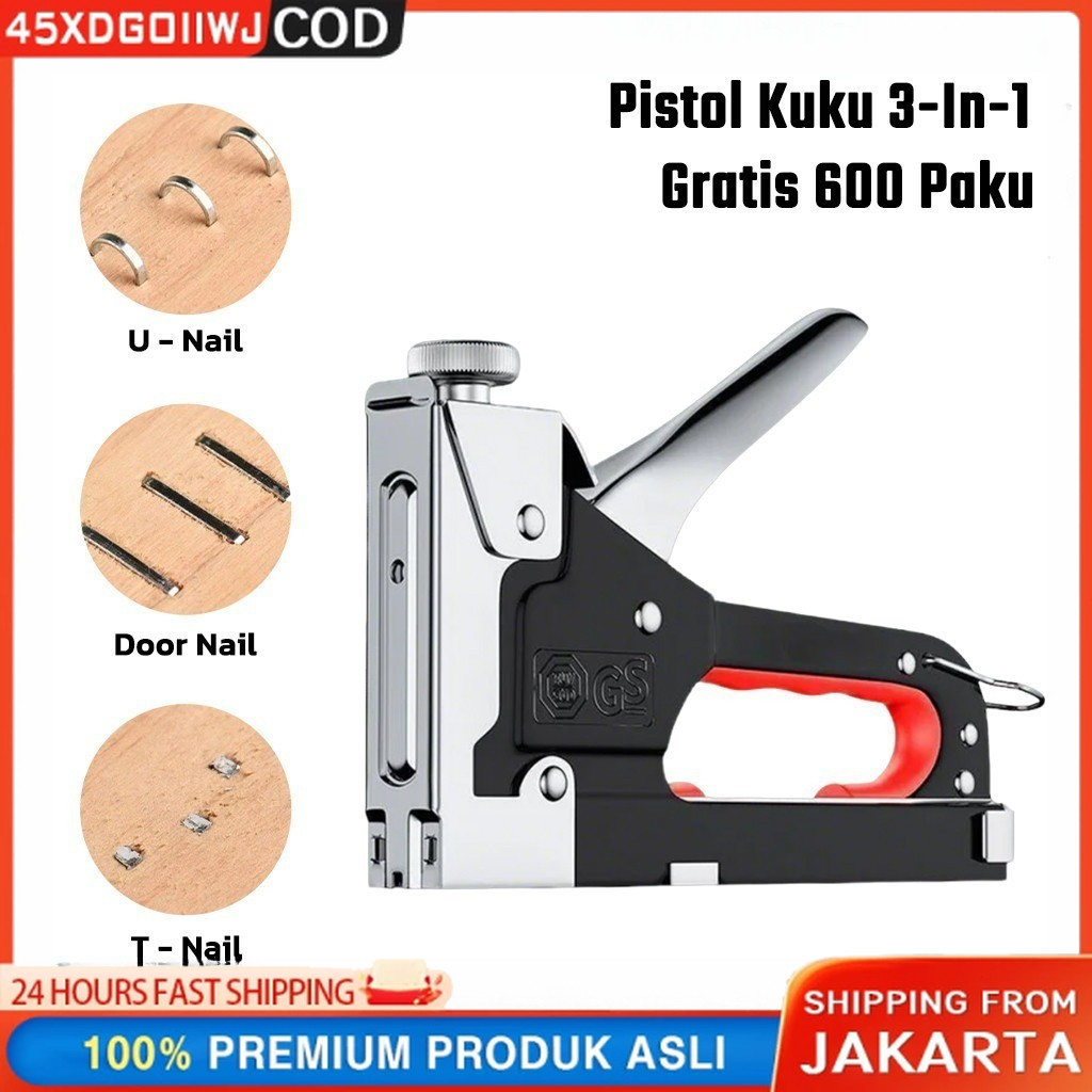 Jual 3 In 1 Stapler Gun Staples Tembak Gun Tacker Powerfull Pistol ...