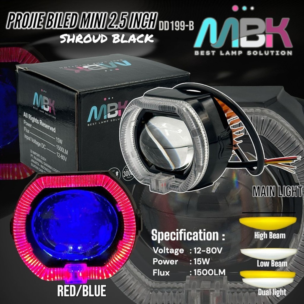 Jual Lampu Utama Motor Projie BILED MINI 2.5 Inch Shroud Black | Shopee ...