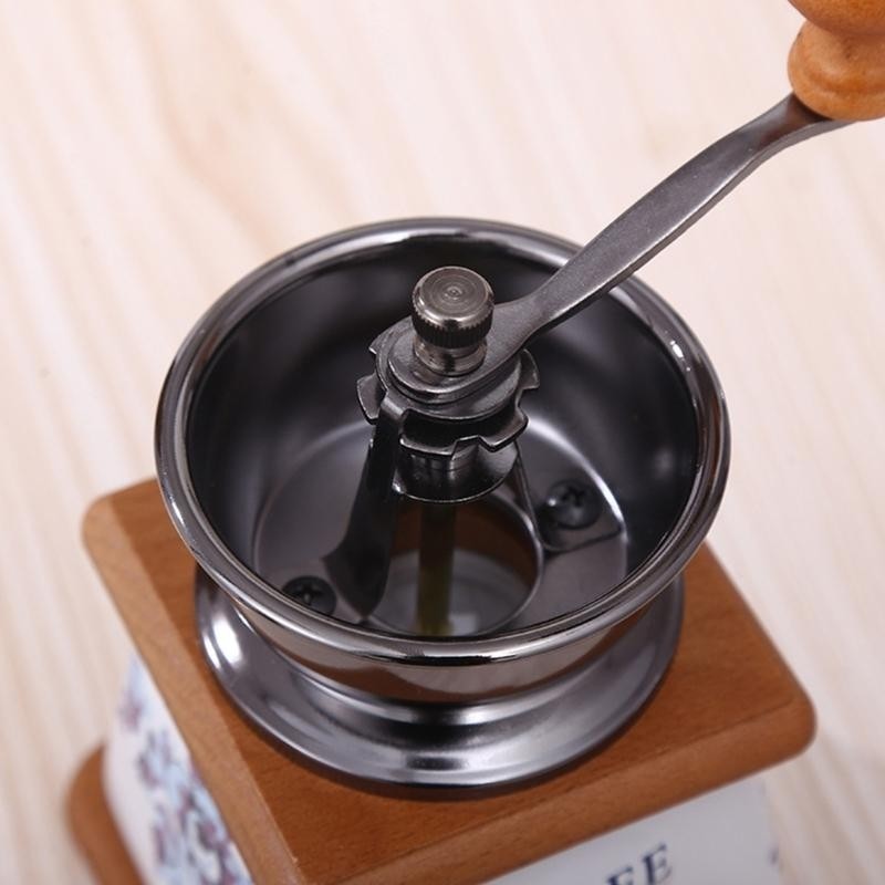 Jual Wooden Hand Crank Coffee Grinder Space Saving Manual Miniature ...