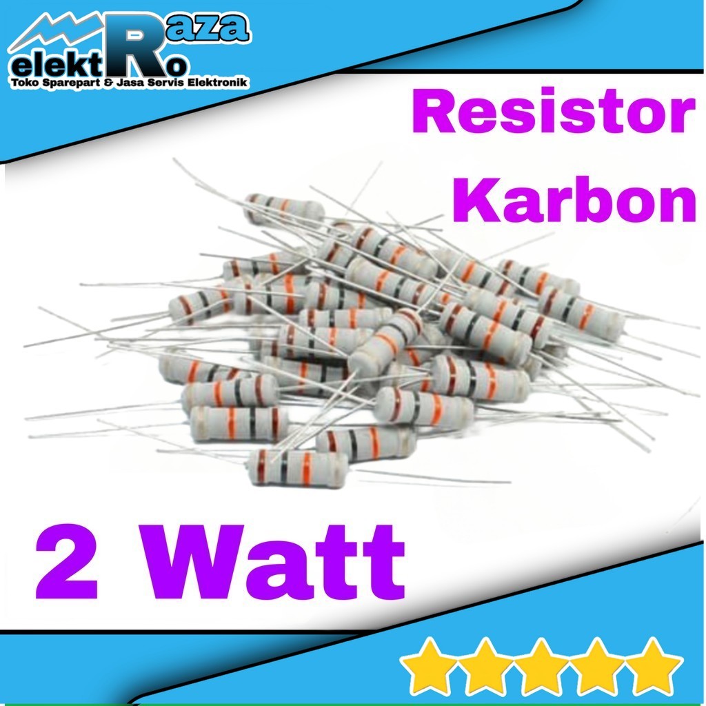Jual Resistor 2 Watt Resistor Karbon 2R 2R2 5R6 12R 15R 39R 100R 1K 4K7 ...