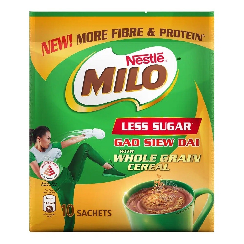 Jual MILO Instant Chocolate Malt Drink Less Sugar Whole Grain Cereal ...