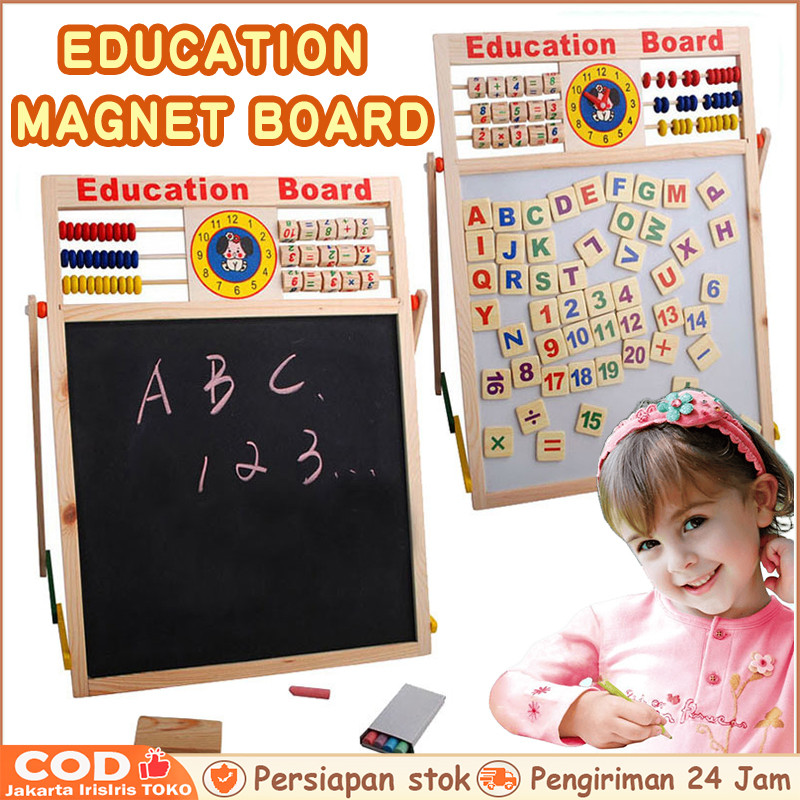 Jual EDUCATION MAGNET BOARD Mainan Papan Tulis Magnet 2 Sisi 2in1 Besar ...