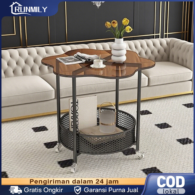 Jual Meja Kopi Kaca Tempered Minimalis Meja kopi 2 lapis Meja Tamu ...