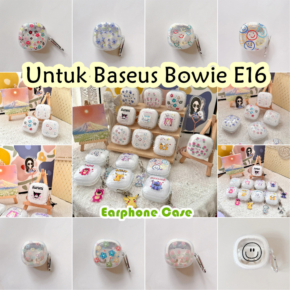 Jual 【inovasi】Untuk Baseus Bowie E16 Case transparan Pola kartun Trendi Soft Silicone Earphone ...