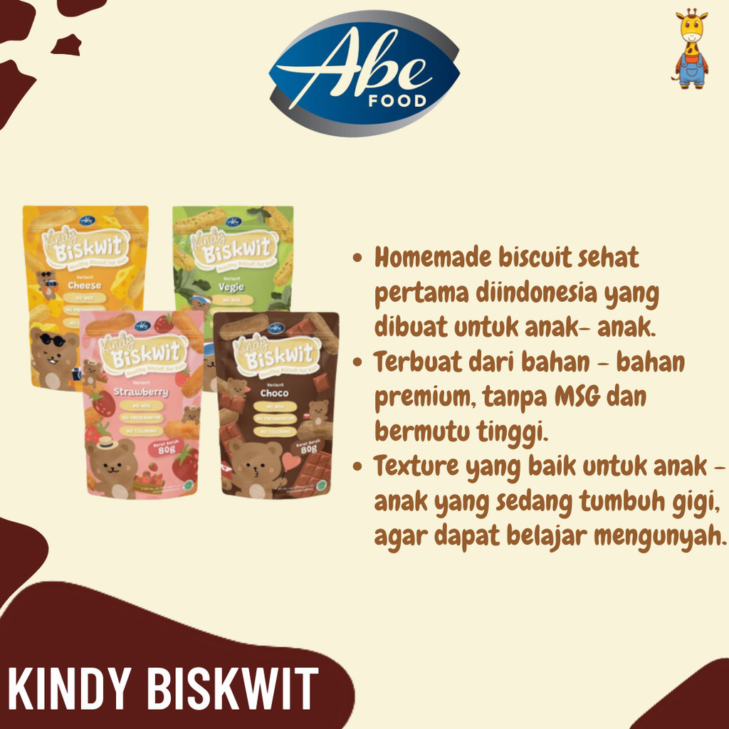 Jual Abe Food Kindy Biskwit 40gr - Biskuit Sehat Cemilan Anak | Shopee ...