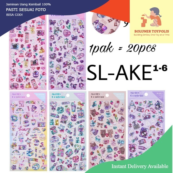 Jual Sticker Melty Couleur Candy Sparkle Shinny Stiker timbul 3d ...
