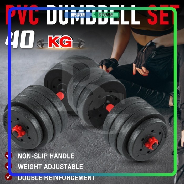 Jual BG SPORT SET DUMBELL PVC / BARBEL PVC SET ALAT ANGKAT BEBAN 40KG - PVC-40KG, NORMAL ...