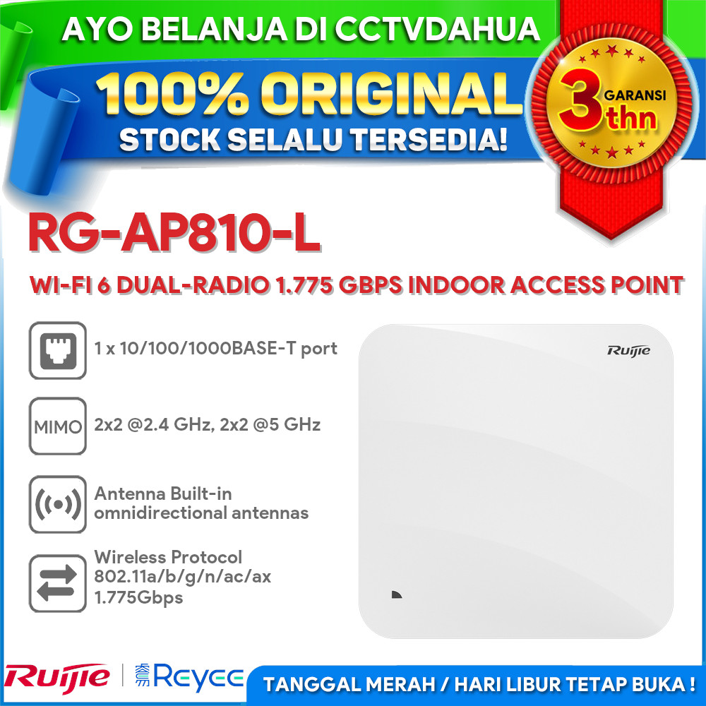 Jual RUIJIE REYEE RG-AP810-L WI-FI 6 DUAL-RADIO 1.775 GBPS INDOOR ACCESS POINT | Shopee Indonesia
