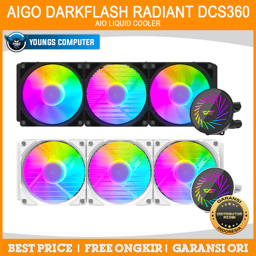 Jual CPU COOLER AIGO DARKFLASH DCS360 Black 360mm ARGB AIO Liquid Cooler - Radiant DCS 360 ...