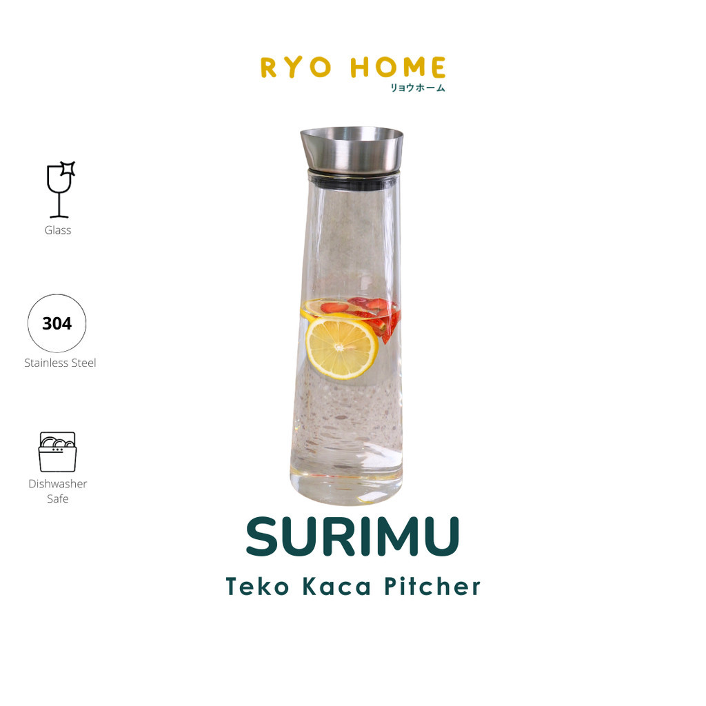 Jual Ryo Home - SURIMU Teko Kaca Pitcher 1600 ml / Jar Minum dengan ...