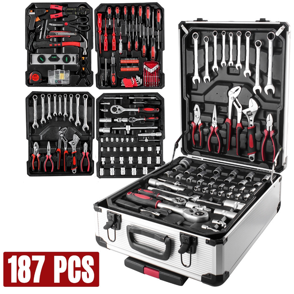 Jual Tool Kit 187pcs Perkakas Bengkel Dan Rumah Koper Lengkap koper abu Free Koper 187 | Shopee ...