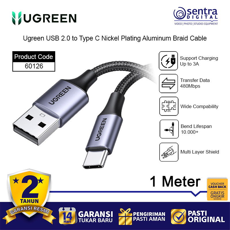 Jual Data Cable UGREEN USB-A TO USB-C 18W 3A 480Mbps QC 3.0 Kabel ...