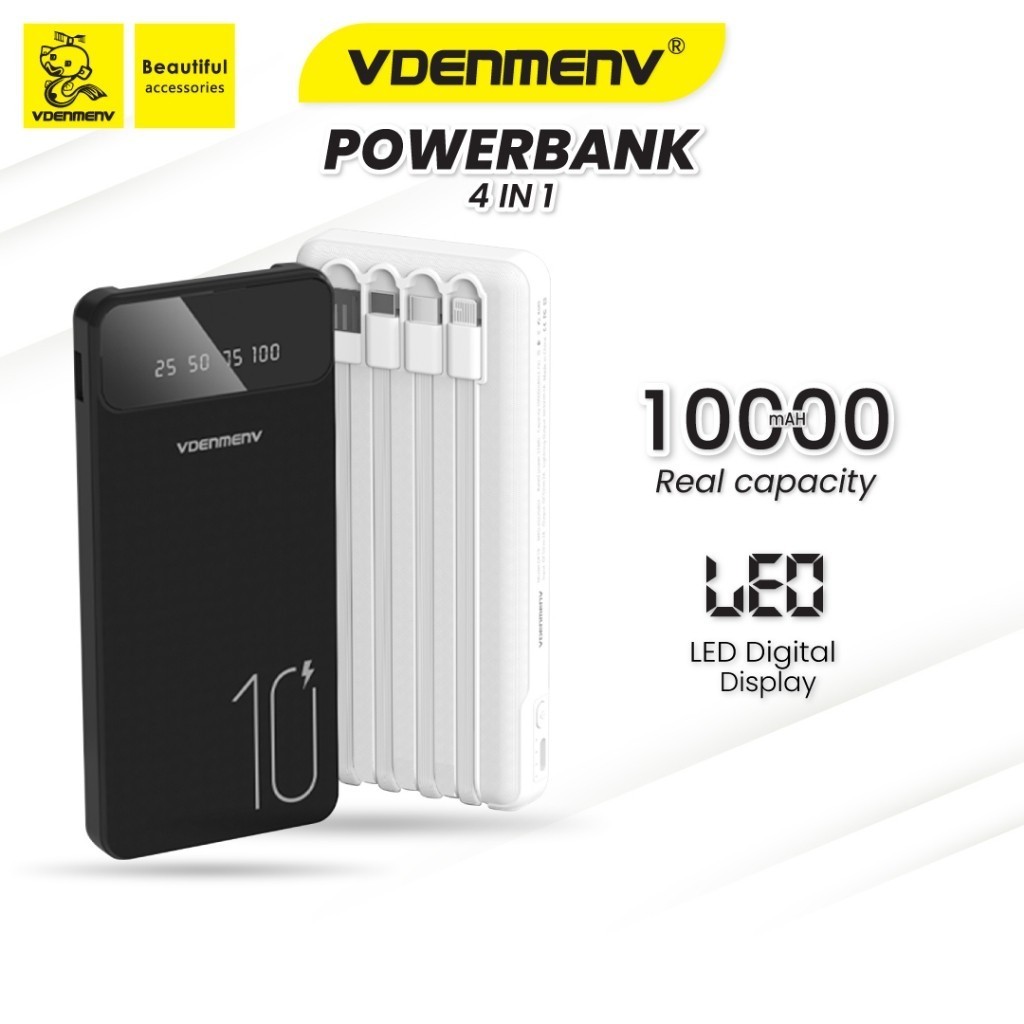 Jual VDENMENV DP19 10000mAh Powerbanks 37Wh 5V 2.1A Real Capacity Power bank with USB Type c ...