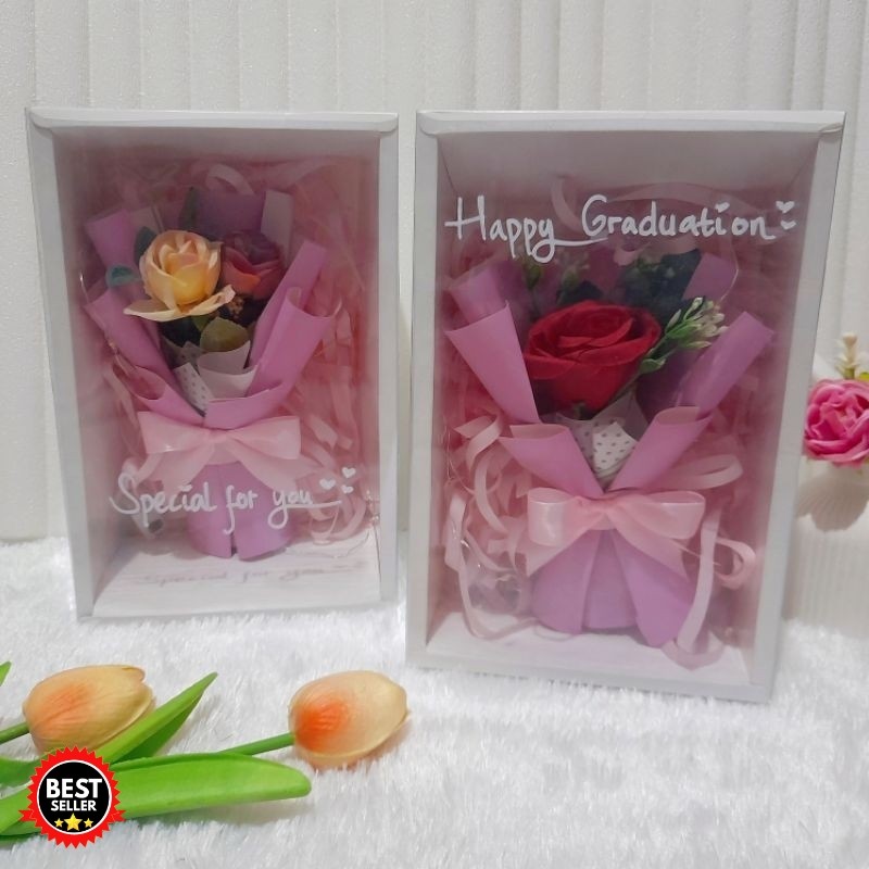 Jual Gift Box Flower Bouquet Hampers Buket Bunga Mawar LED Kado Wisuda ...