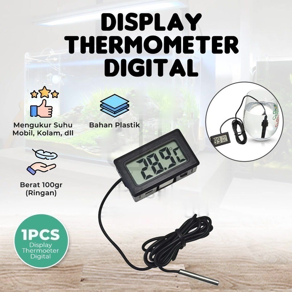 Jual Digital Thermometer LCD Display Mini Aquarium Fish Tank With Cable ...