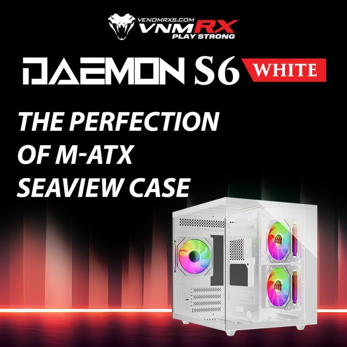 Jual VenomRX Casing PC Daemon S6 White M-ATX Tempered Glass | Shopee ...