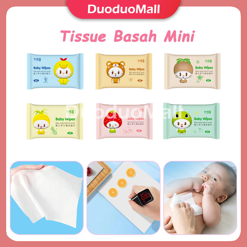 Jual Tissue Basah Mini / Tisu Basah Travel Karakter Mini 8 Sheets ...