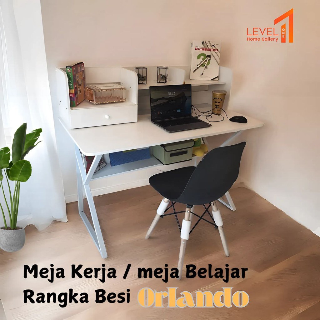 Jual Meja Kerja Orlando Rangka Besi | Meja Belajar 120 x 60 Minimalis ...
