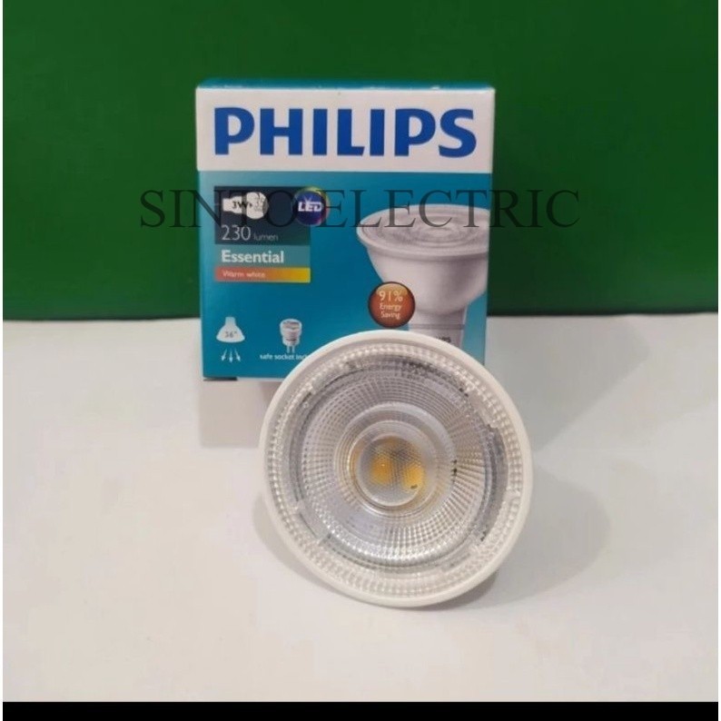 Jual PHILIPS Lampu 3watt LED halogen Philips 3w Led mr16 sorot halogen LED 220v mr16 - Putih ...