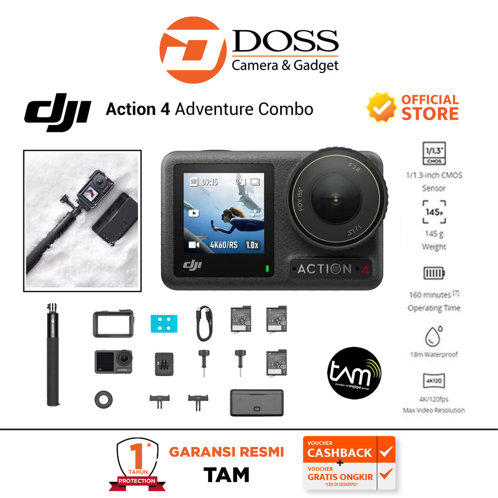 Jual DJI Osmo Action 4 Adventure Combo DJI Action Cam Action Camera ...