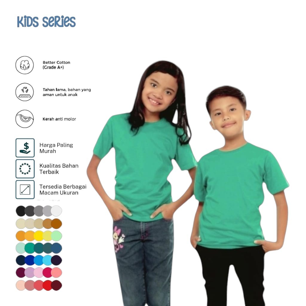 Jual Kaos polos anak HIJAU TOSCA MUDA lengan pendek bahan cotton 32s kaos polos anak unisex umur ...