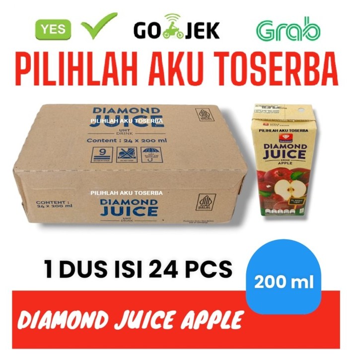 Jual DIAMOND JUICE APPLE Jus Apel 200 ml - ( HARGA 1 DUS ISI 24 pcs ...