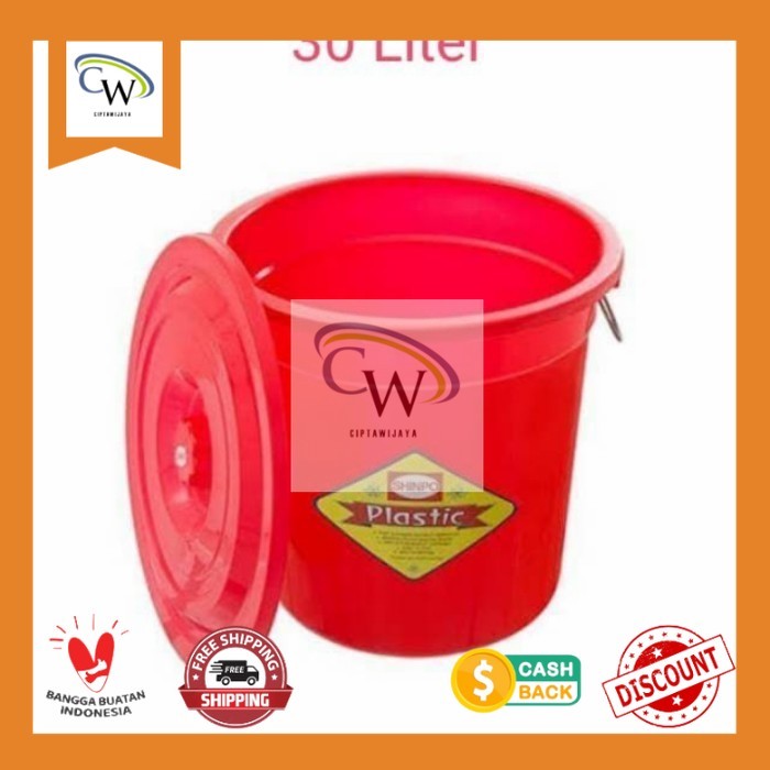 Jual Ember Plastik 30 liter Shinpo/Ember shinpo 30 liter Merah | Shopee ...